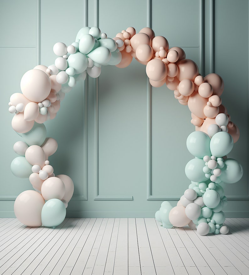 24 Pastel Balloon Arch Digital Backdrops, Photo Overlays,photoshop ...