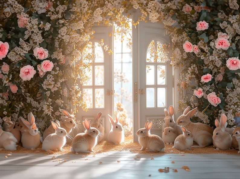 Easter Door Digital Backdrops, Easter Photo Props, Spring Photo Digital ...