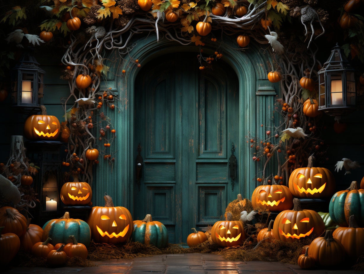 5 Halloween Backdrop ,halloween Pumpkin Backdrops ,fall Photography ...