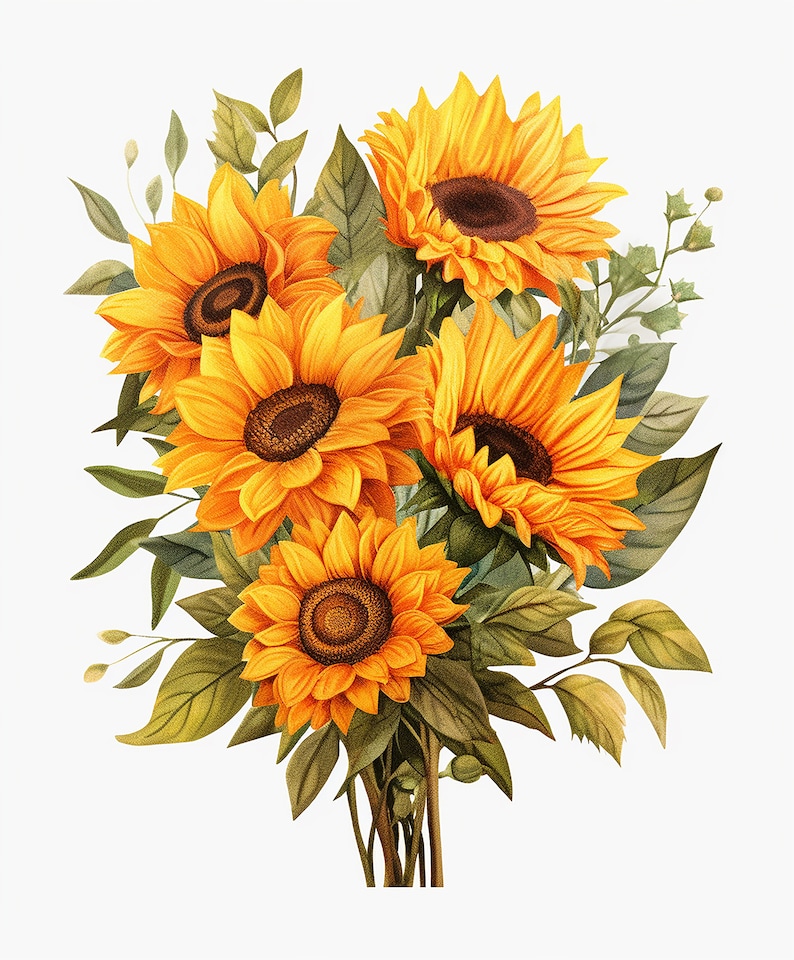 13 Watercolor Sunflower Clip Art Sunflower Overlay - Etsy