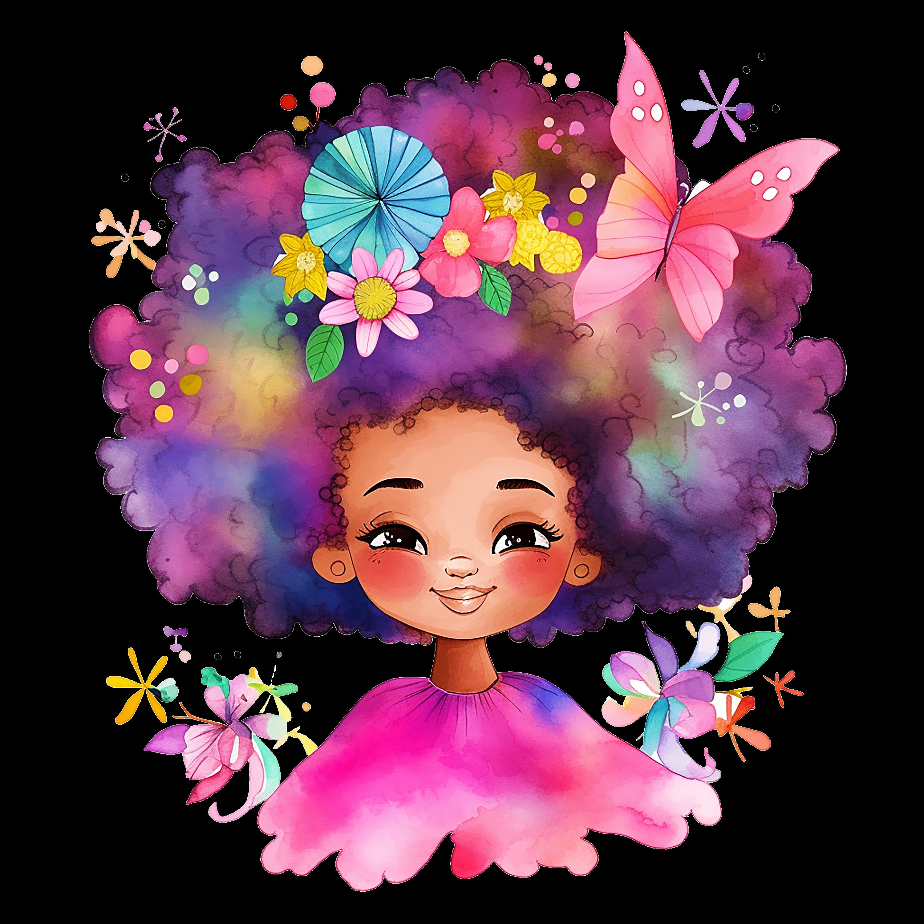 27 Afro Fairy Clipart, Elf Clip Art, Png. Digital Watercolor. Afro ...