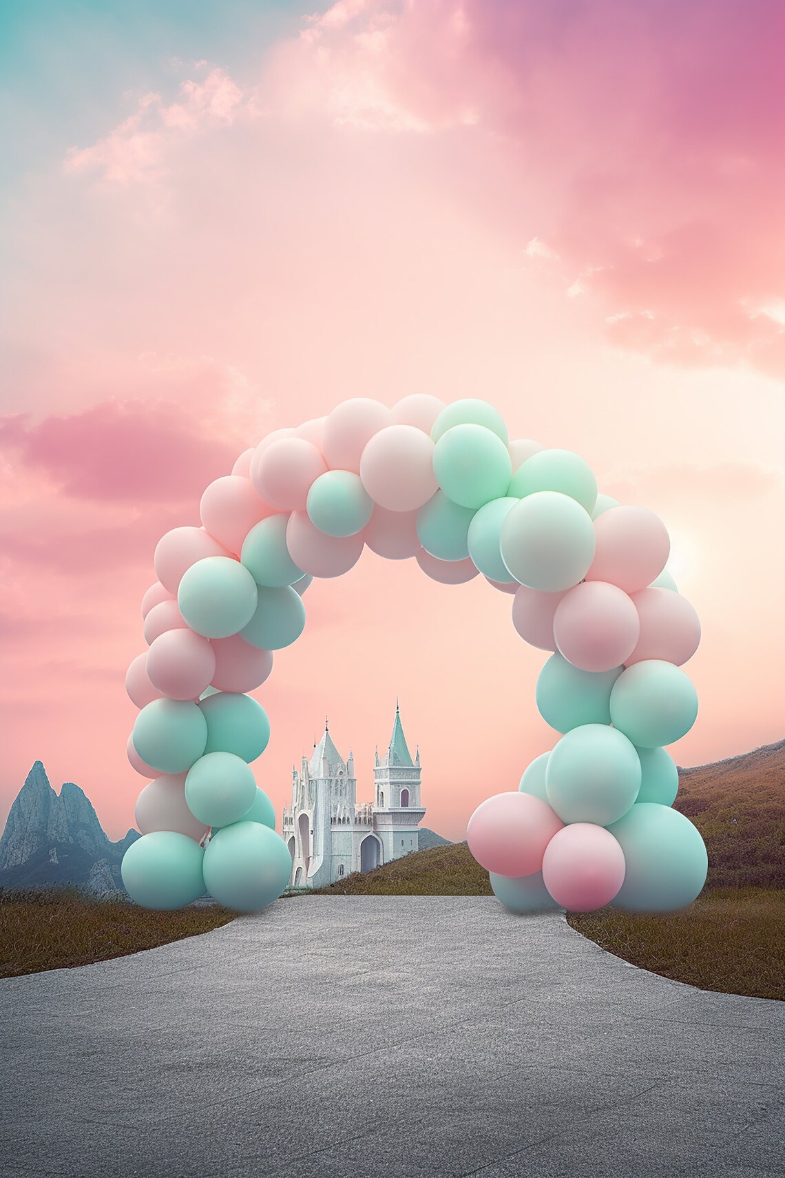 18 Ballon Arch and Castle Digital Background, Photo Manipulation ,kids ...