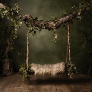 11 Branch Swing Digital Background, Newborn Baby Swing, Dark Brown ...