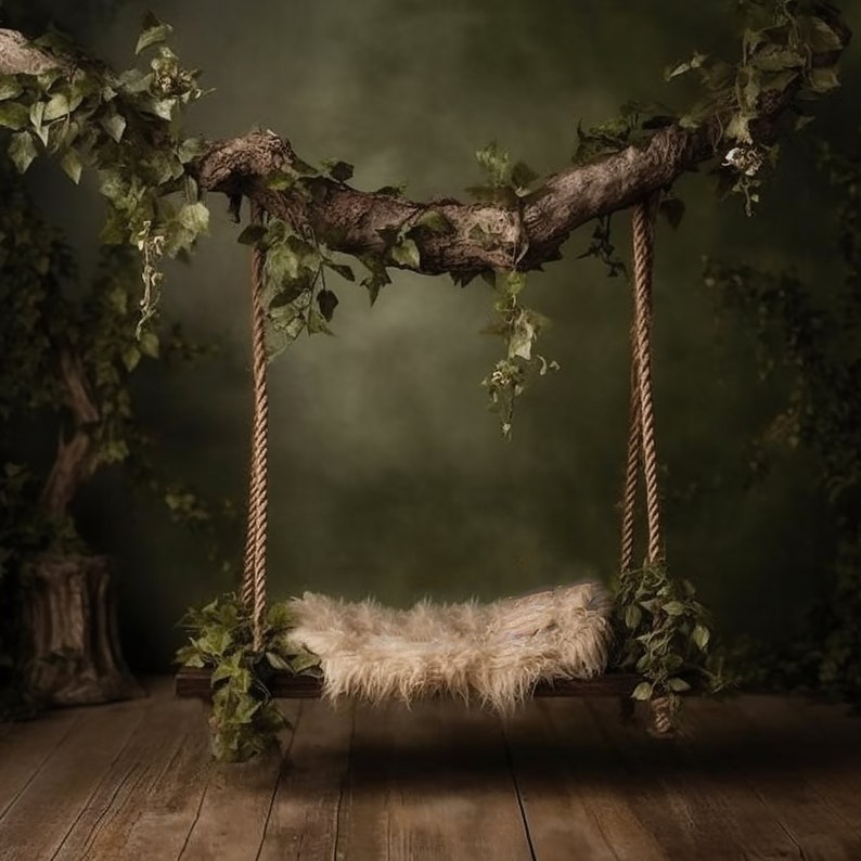 11 Branch Swing Digital Background, Newborn Baby Swing, Dark Brown ...