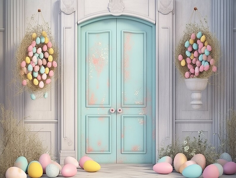 22 Easter Door Digital Backdrops, Easter Photo Props, Spring Photo Digital Background, Studio ...