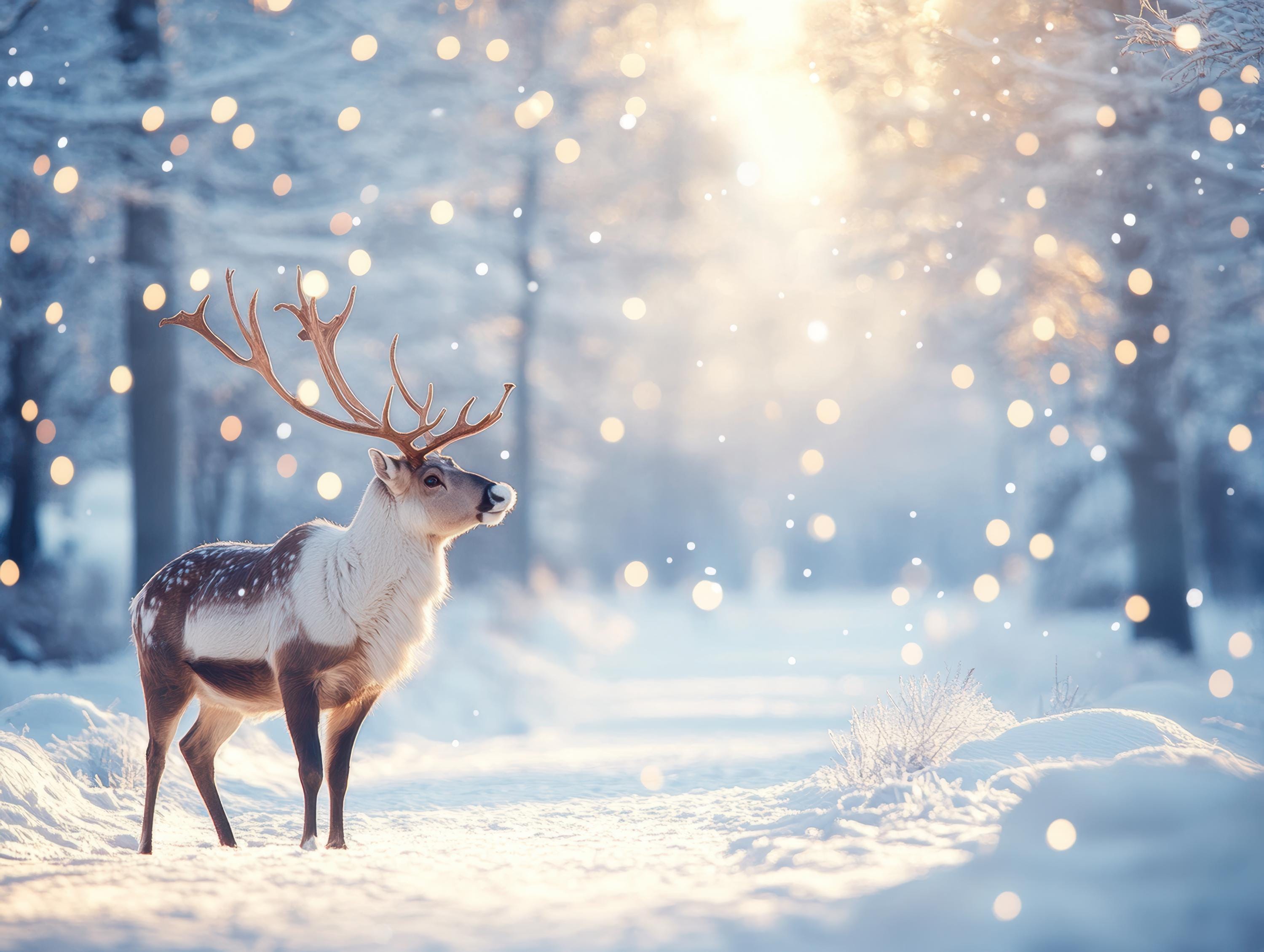 Reindeer Backdrop for Christmas Photos, Winter Backdrop , Reindeer ...