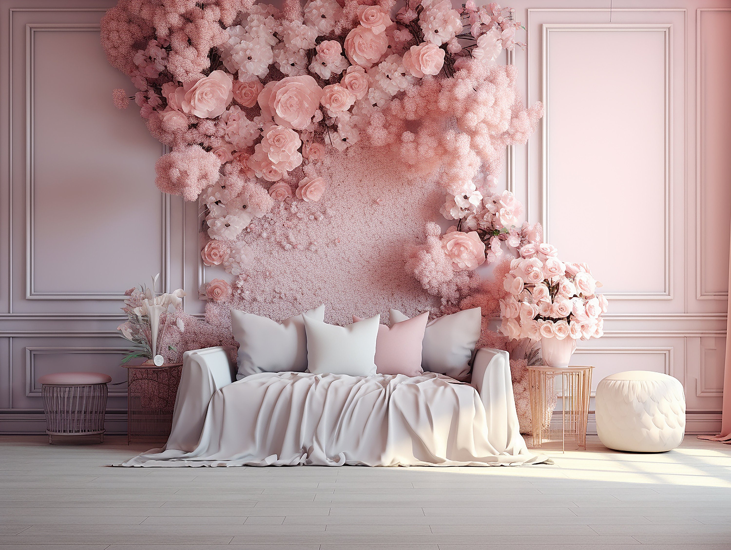 5 Digital Maternity Bedroom , Pink Floral Backdrop, Maternity Pink ...