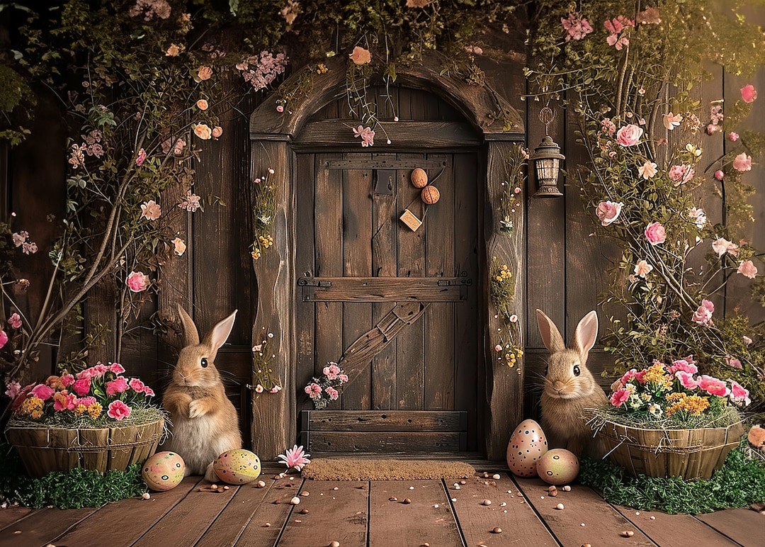 5 Easter Door Digital Backdrops, Easter Photo Props, Spring Photo ...