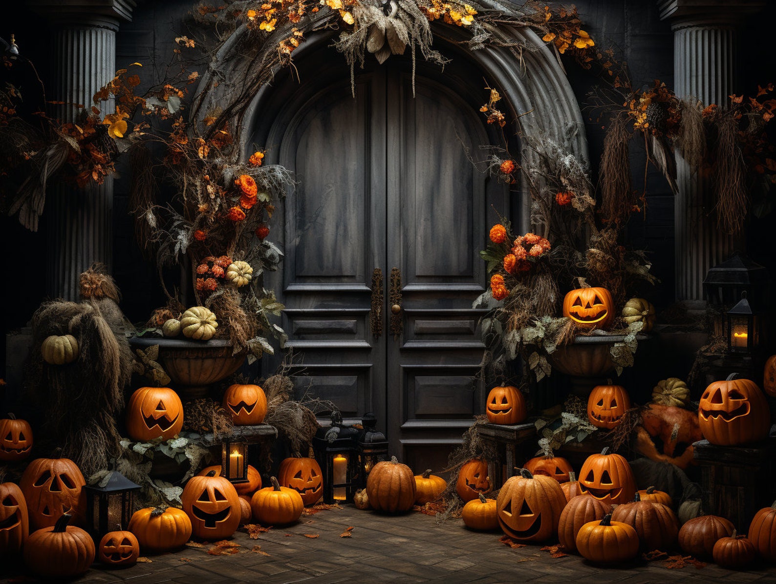 5 Halloween Backdrop ,halloween Pumpkin Backdrops ,fall Photography ...