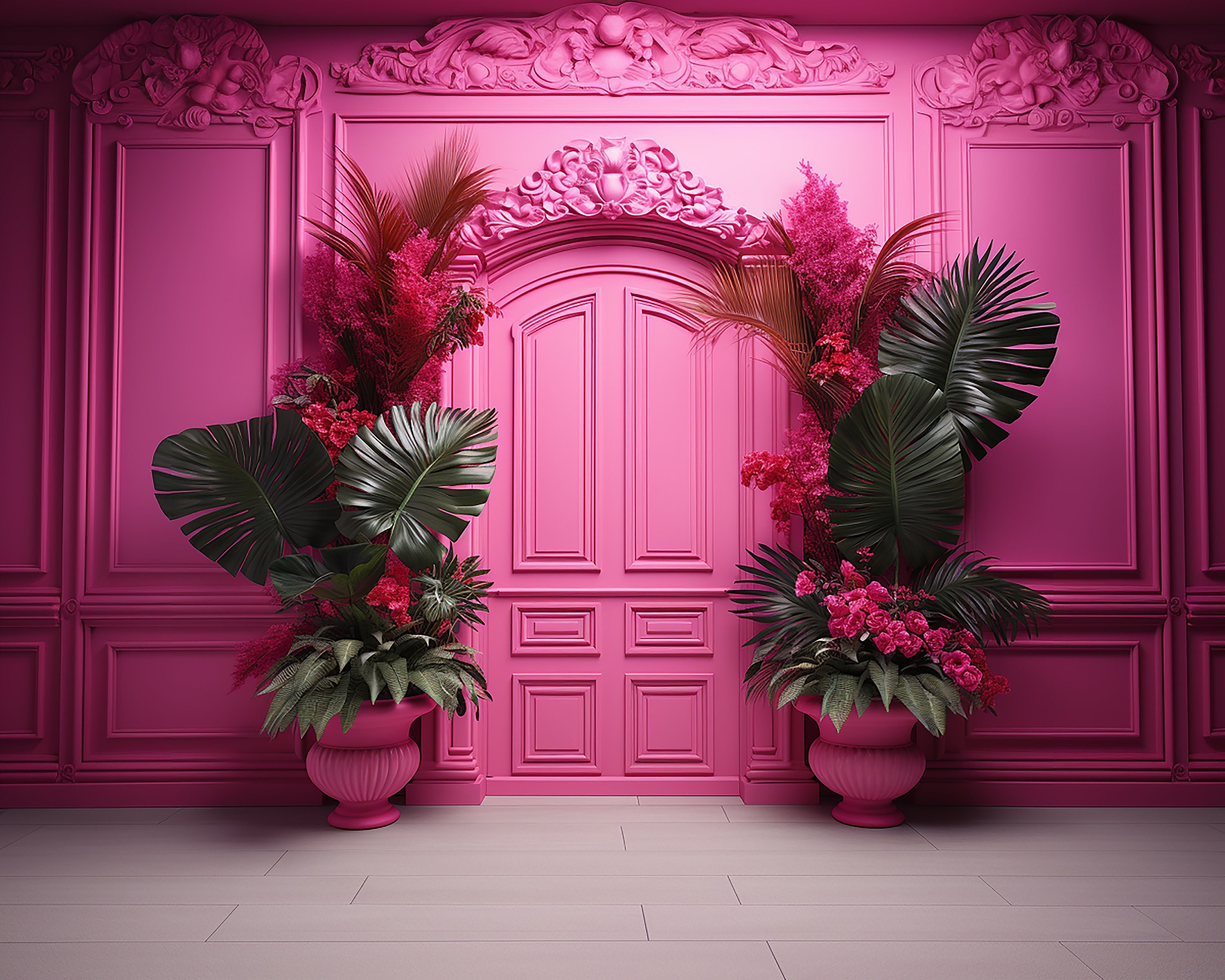 5 Pink Barbie Door Background for Photography, Digital Pink Wall ...