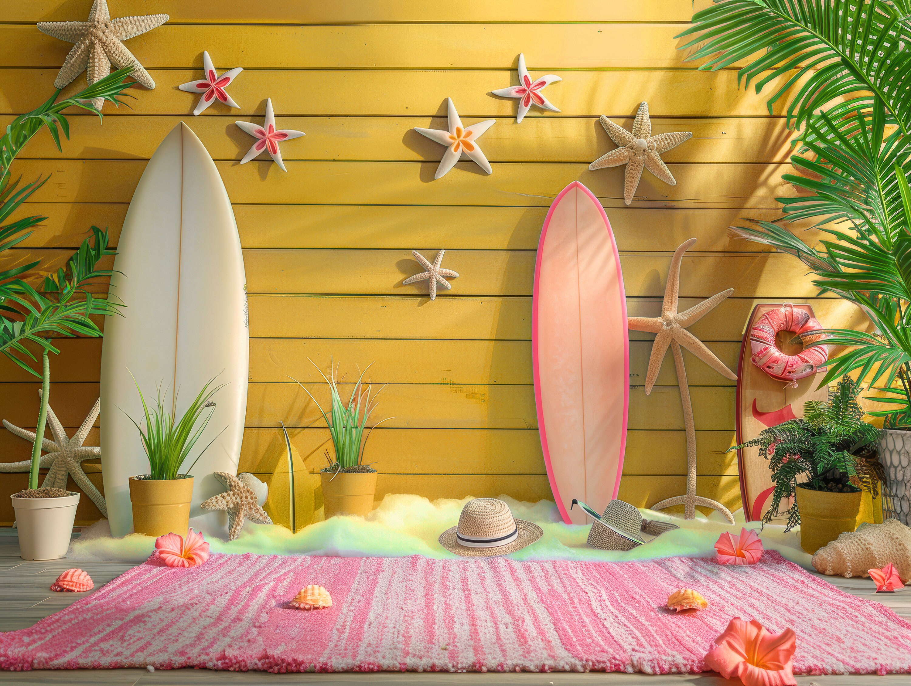 4 Summer Digital Backdrop for Kids, Child Photography, Surf Backdrop ...