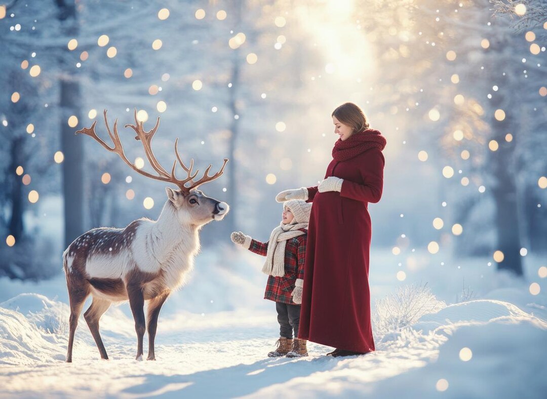 Reindeer Backdrop for Christmas Photos, Winter Backdrop , Reindeer ...