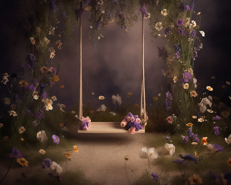 11 Branch Swing Digital Background, Newborn Baby Swing, Dark Brown ...