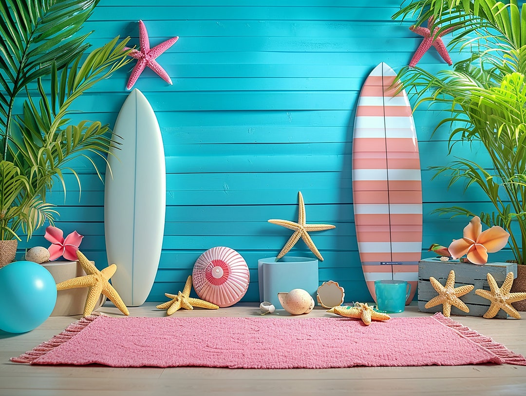 4 Summer Digital Backdrop for Kids, Child Photography, Surf Backdrop ...