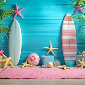 4 Summer Digital Backdrop for Kids, Child Photography, Surf Backdrop ...