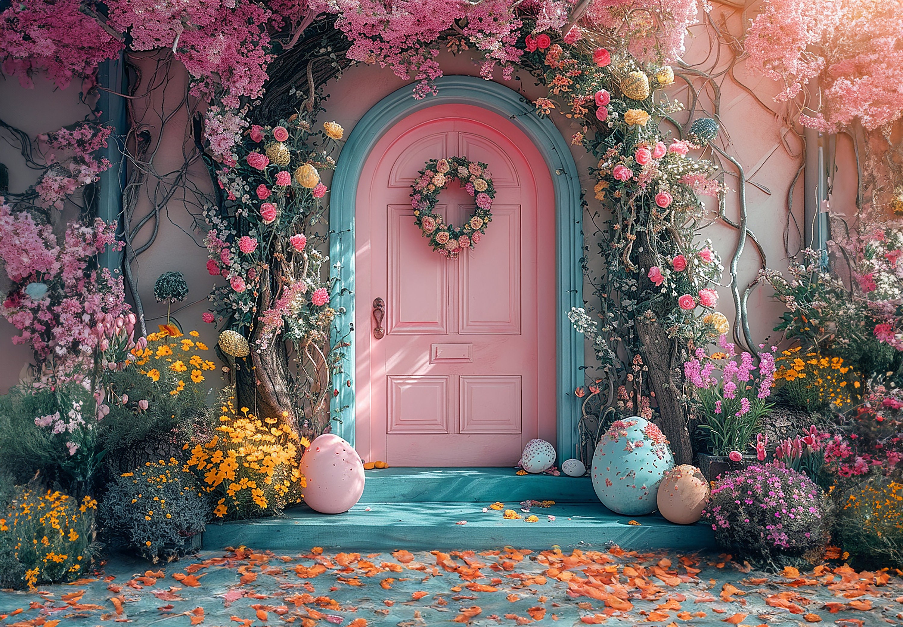 5 Easter Door Digital Backdrops, Easter Photo Props, Spring Photo ...