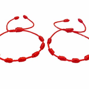 2pc 7 Knots Red String Bracelet, Kabbalah Bracelet, Good Luck Bracelet ...
