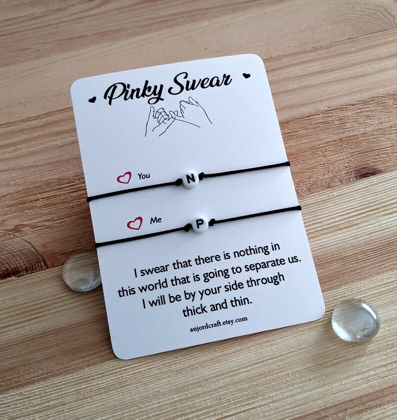 Pinky Promise Bracelet Couples Initials Bracelet Boyfriend - Etsy