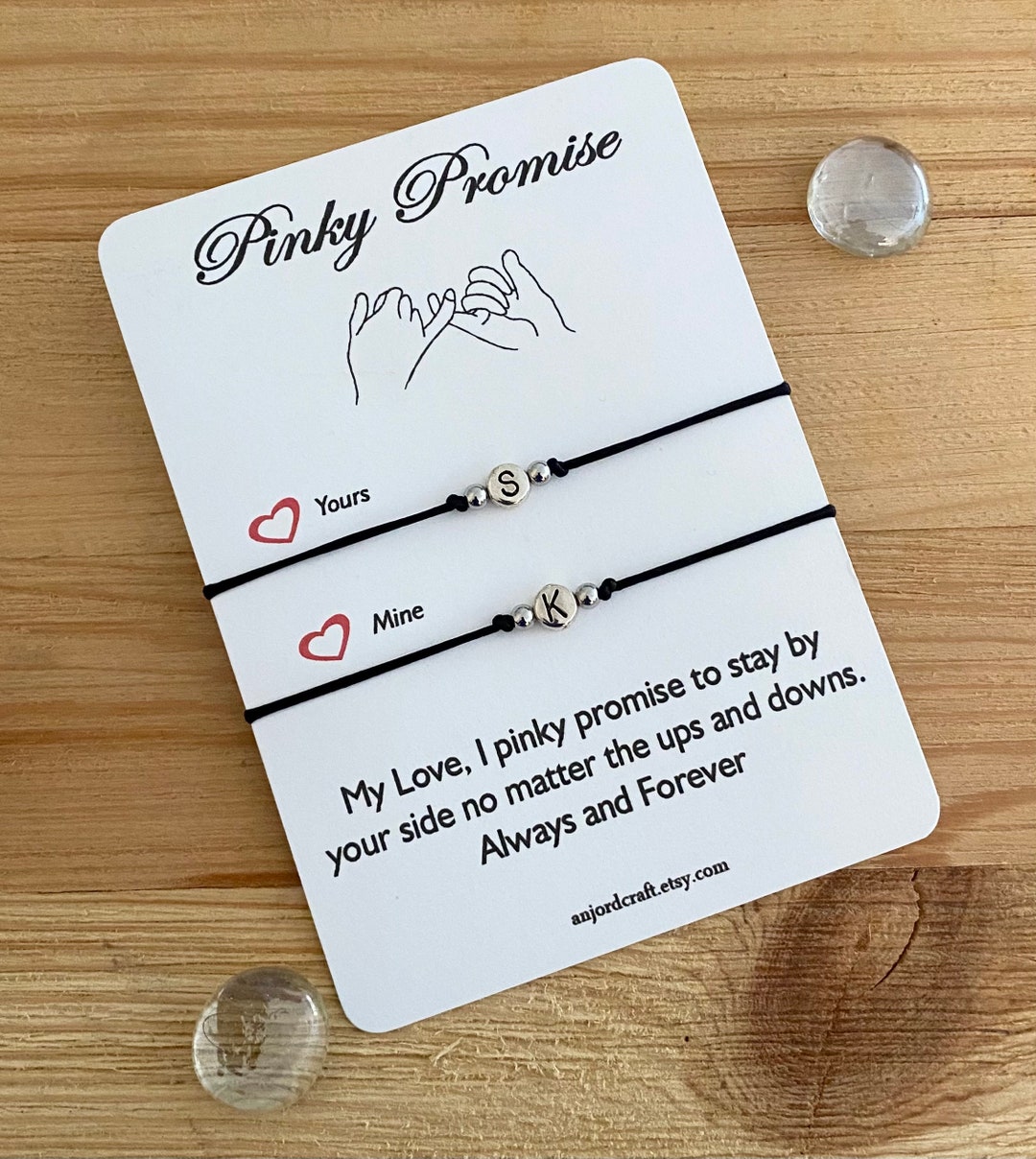 Couples Initials Bracelet, Pinky Promise Bracelet, Boyfriend Girlfriend ...