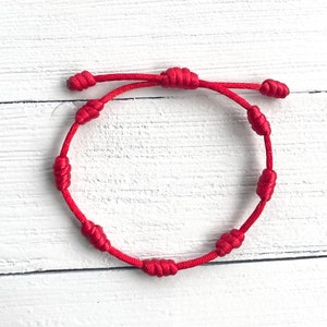 7 Knots Red String Bracelet, Kabbalah Bracelet, Good Luck Bracelet ...