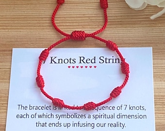7 Knots Red String Bracelet, Kabbalah Bracelet, Good Luck Bracelet ...