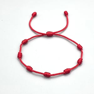 7 Knots Red String Anklet, Kabbalah Bracelet, Good Luck Bracelet ...
