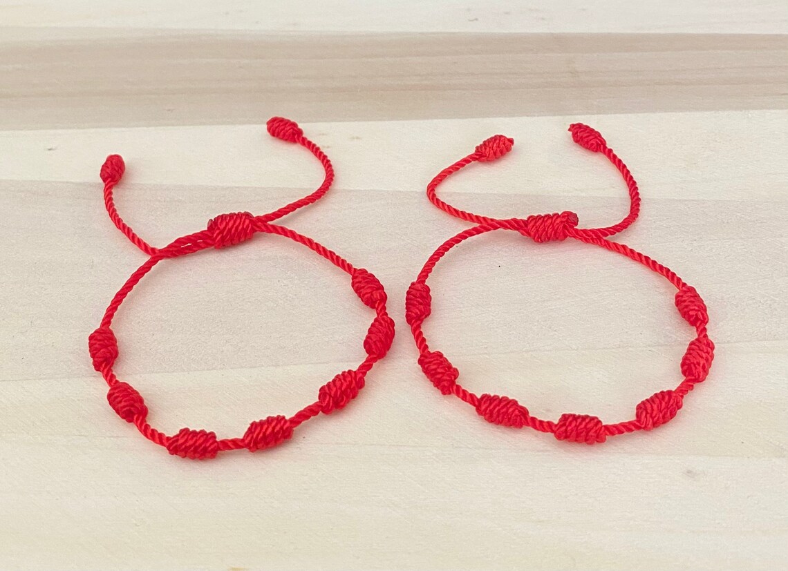 2pc 7 Knots Red String Bracelet, Kabbalah Bracelet, Good Luck Bracelet ...