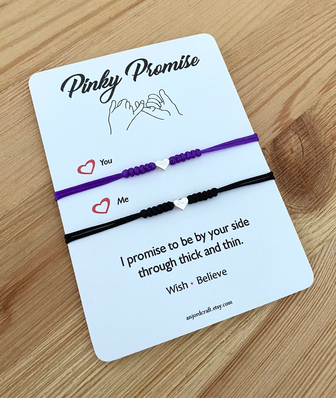 Pinky Promise Bracelet Couples Heart Bracelet Boyfriend - Etsy