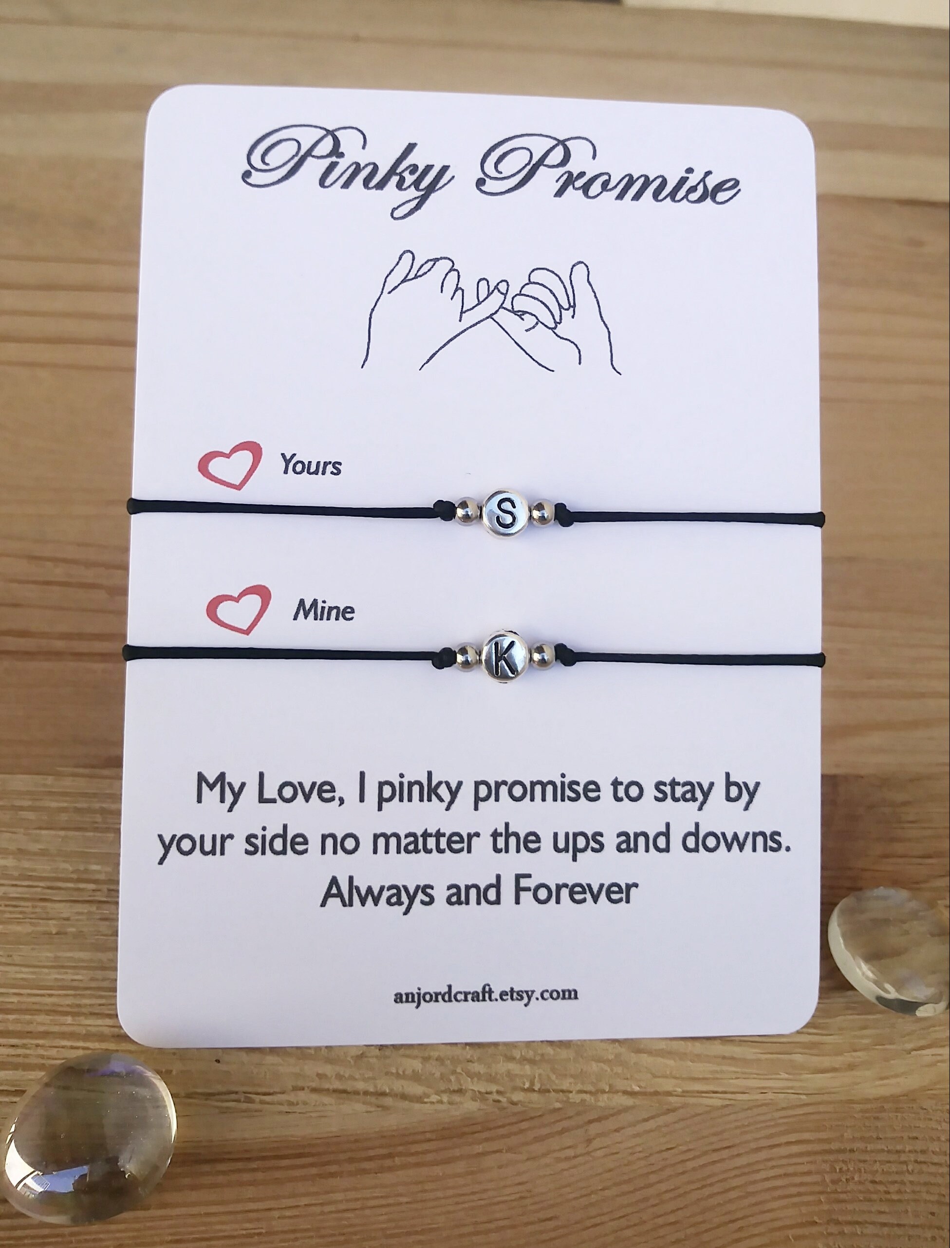 Couples Initials Bracelet, Pinky Promise Bracelet, Boyfriend Girlfriend ...