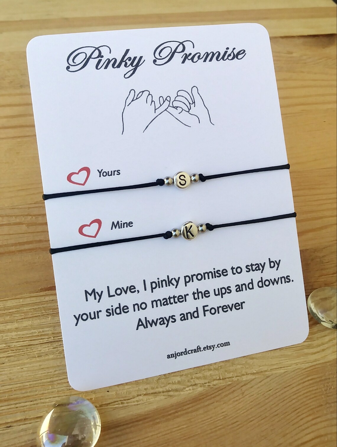 Couples Initials Bracelet Pinky Promise Bracelet Boyfriend - Etsy