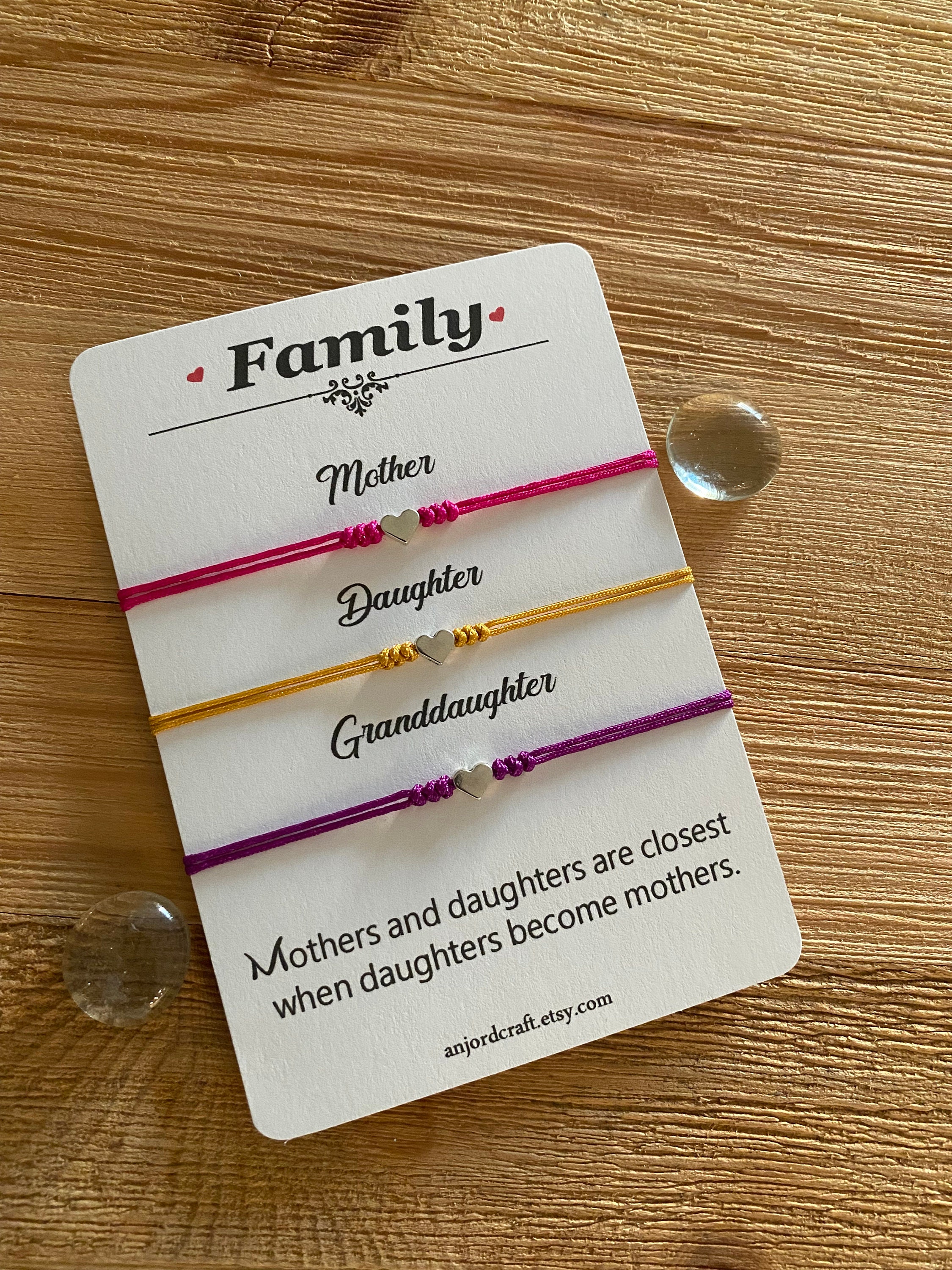 Family Matching Bracelet Set, Mother Daughter Gift, Granddaughter's ...