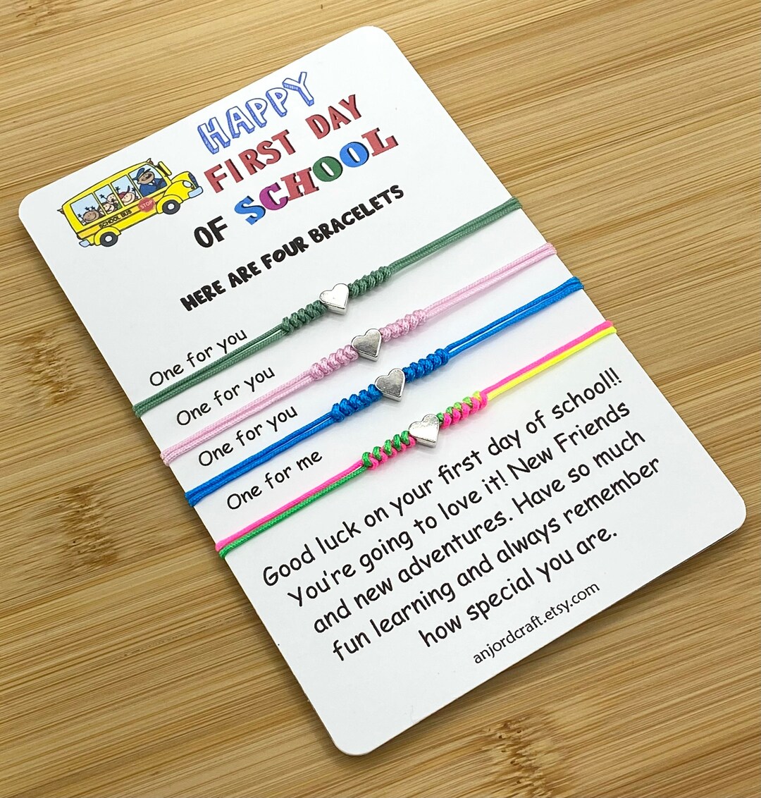 First Day of School Bracelets, Back to School Gift, Family Matching ...
