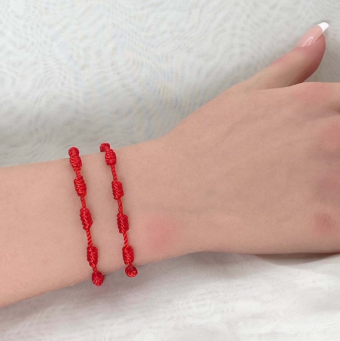2pc 7 Knots Red String Bracelet, Kabbalah Bracelet, Good Luck Bracelet ...