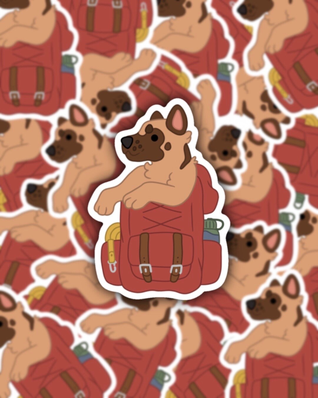 German Shepherd Back Pack Pup Sticker - Etsy