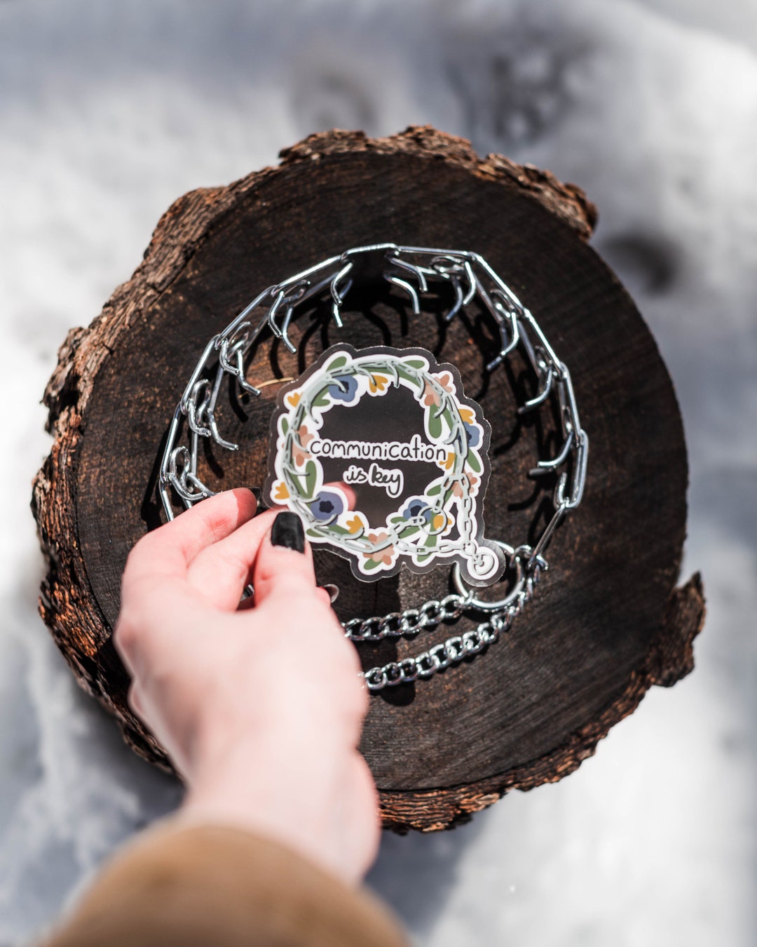 Floral Prong Collar Sticker: Balanced Dog Training, Communication is ...