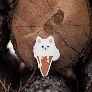 Icepup Sticker - Ice Cream Dog Sticker - American Eskimo Dog - Etsy