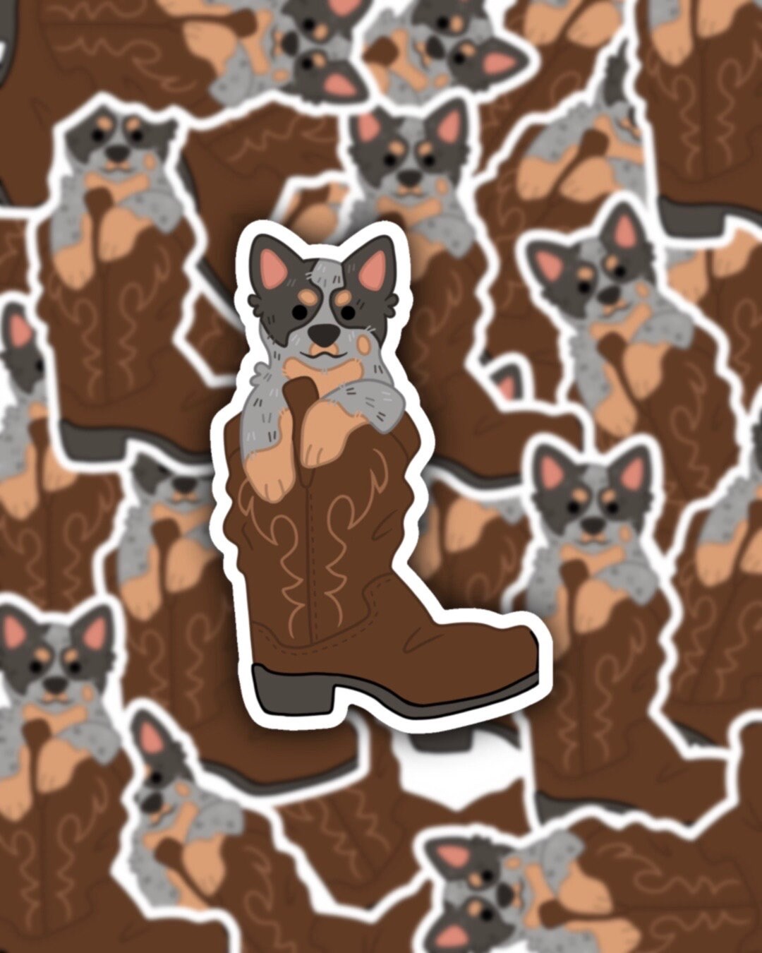 Blue Heeler Cowboy Boot Sticker - Etsy