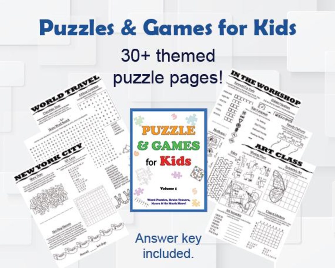 Puzzle & Games for Kids, Printable Classroom Activity Book, Word Search ...