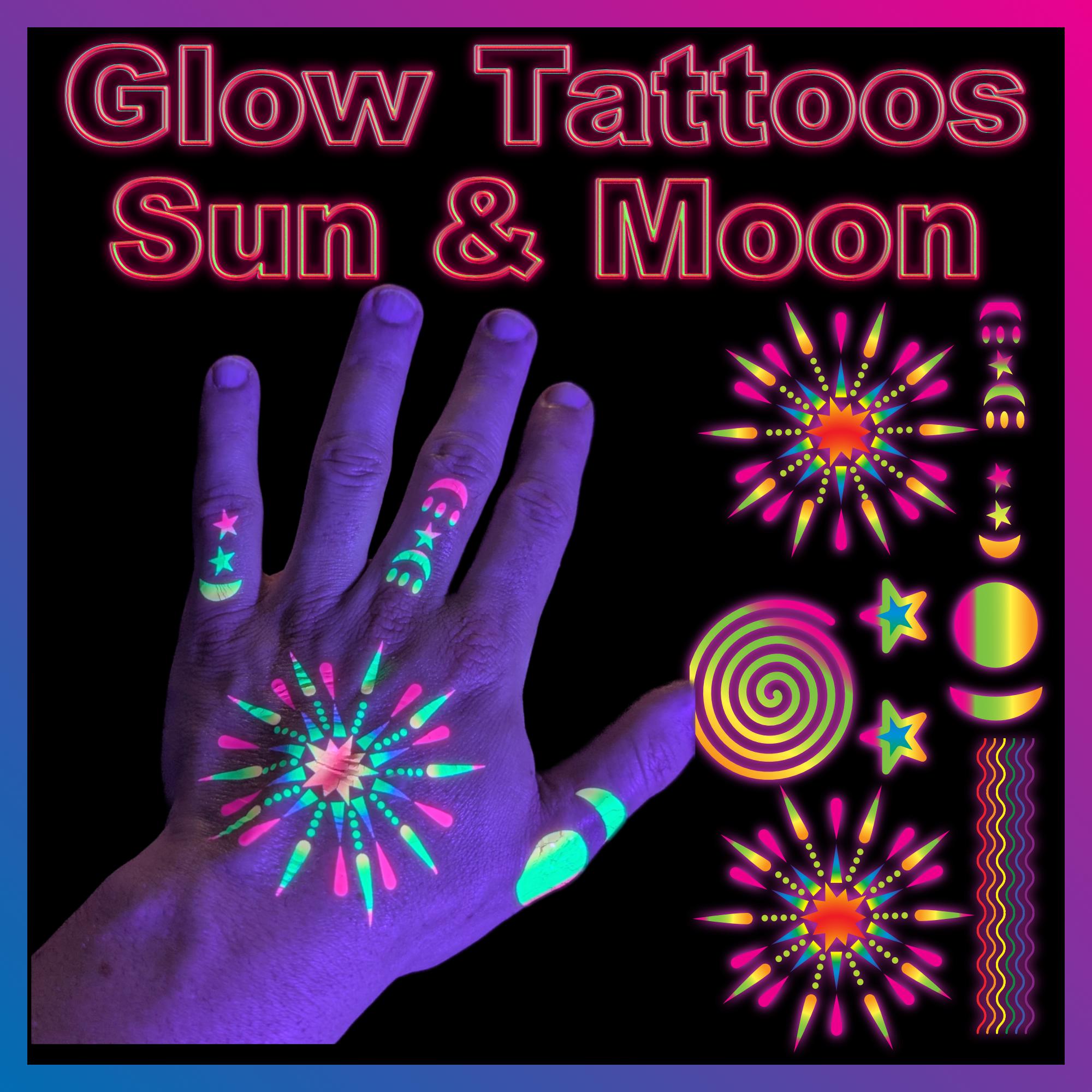 Sun & Moon Tattoos Rave Party Favors Supplies Decorations Moon Phase ...