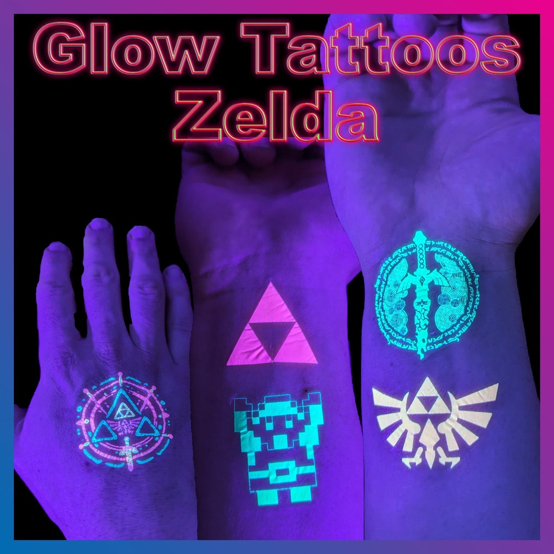 UV Schwarzlicht Reaktiv Glow in the Dark Party Tattoos - Zelda Tattoos ...