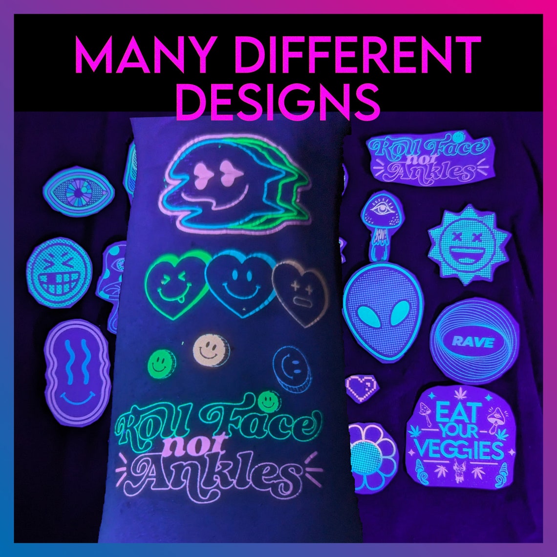 UV Schwarzlicht Reaktiv Glow in the Dark Party Tattoos Rave Tattoos ...