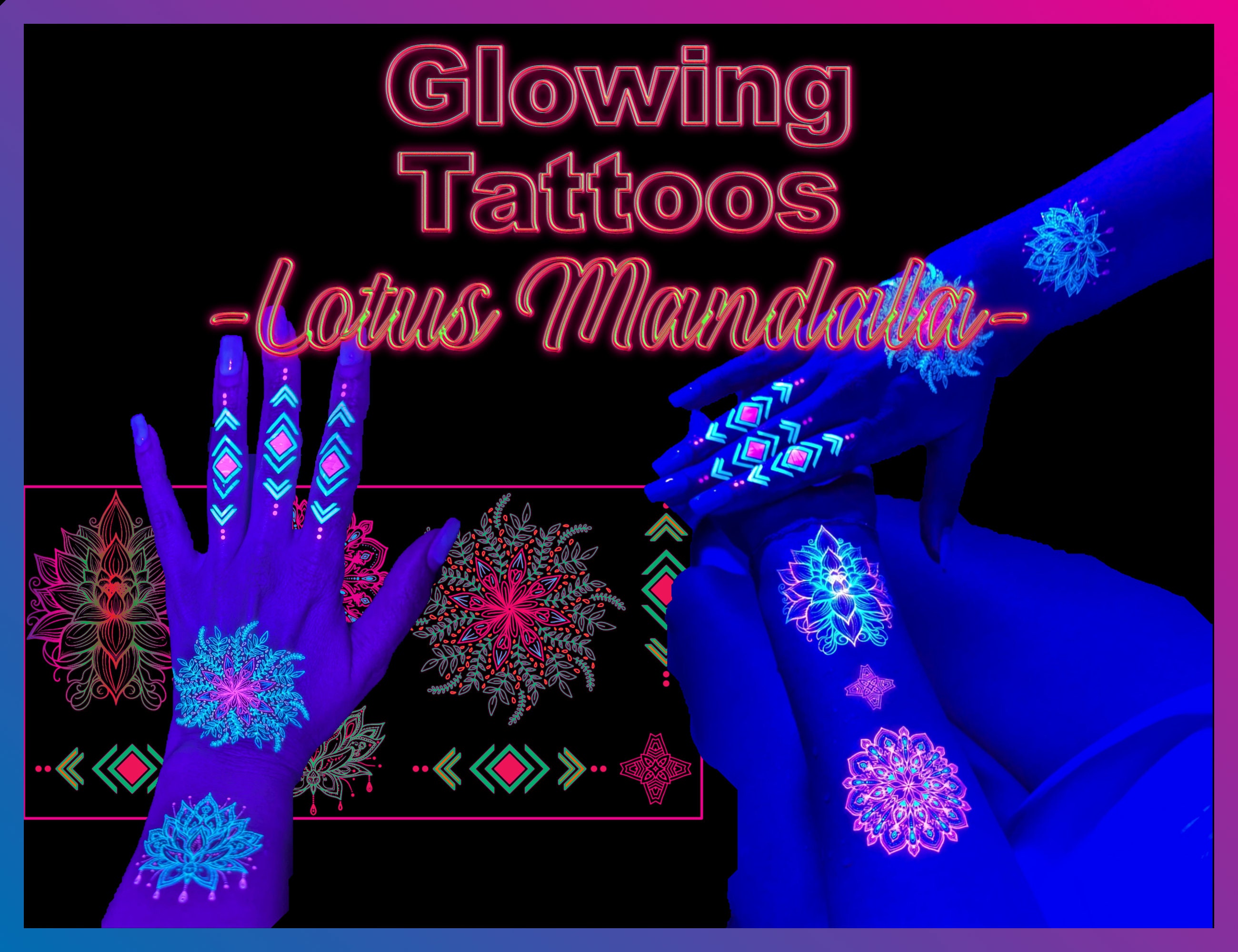 Lotus Mandala Tattoos Rave Party Favors Supplies Decorations Lotus ...