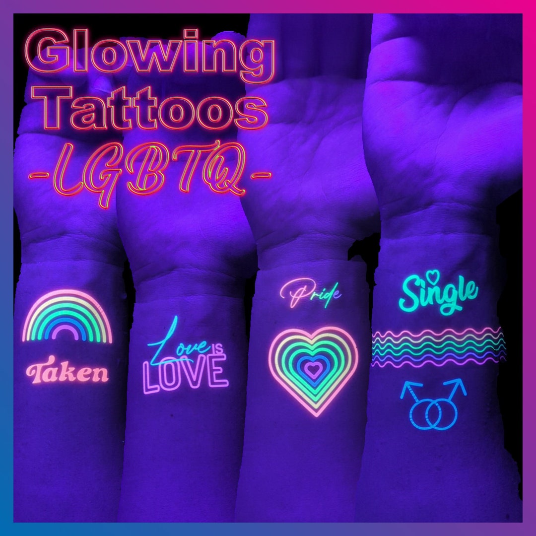 UV Blacklight Reactive Glow in the Dark Party Tattoos LGTBQ Pride ...