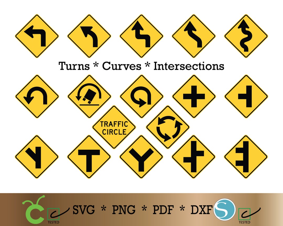 Road Signs Svg, Turns SVG, Curves Svg, Intersections Svg, Sign Svg ...