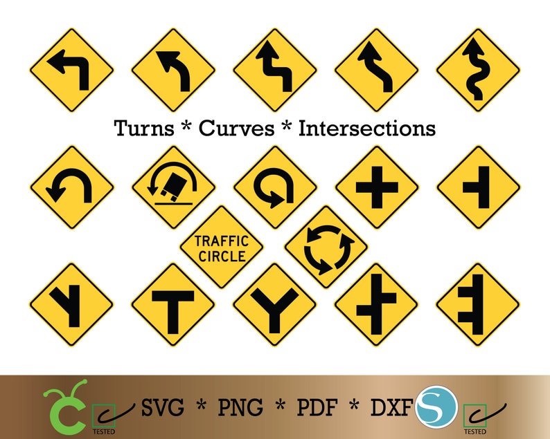 Road Signs Svg Turns SVG Curves Svg Intersections Svg Sign | Etsy
