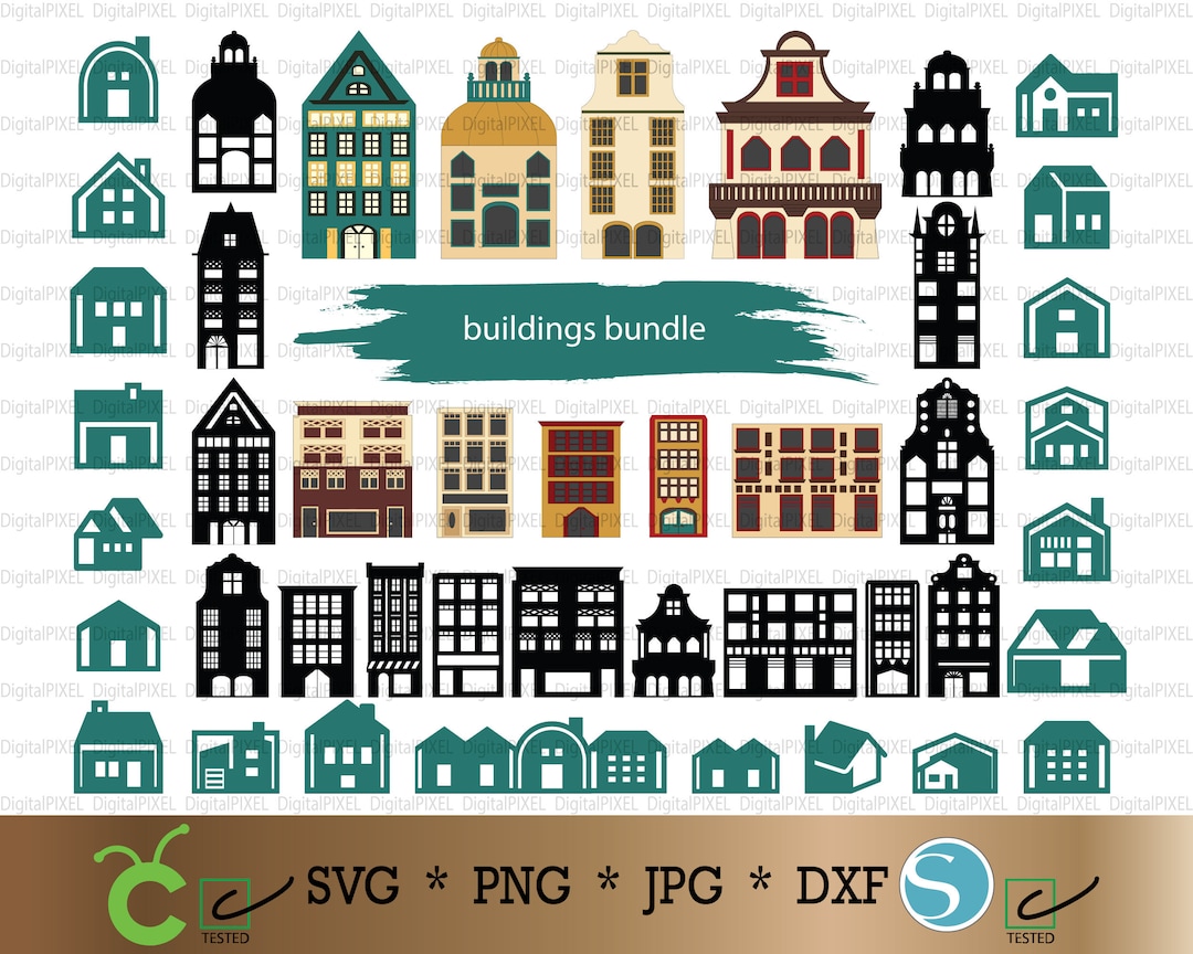 Building SVG Bundle Digital Download, House Bundle DXF, House ...