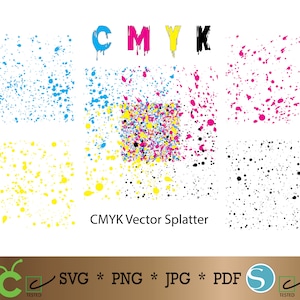 Cmyk Vector Splatter SVG Digital Download, Color Background, Abstract ...