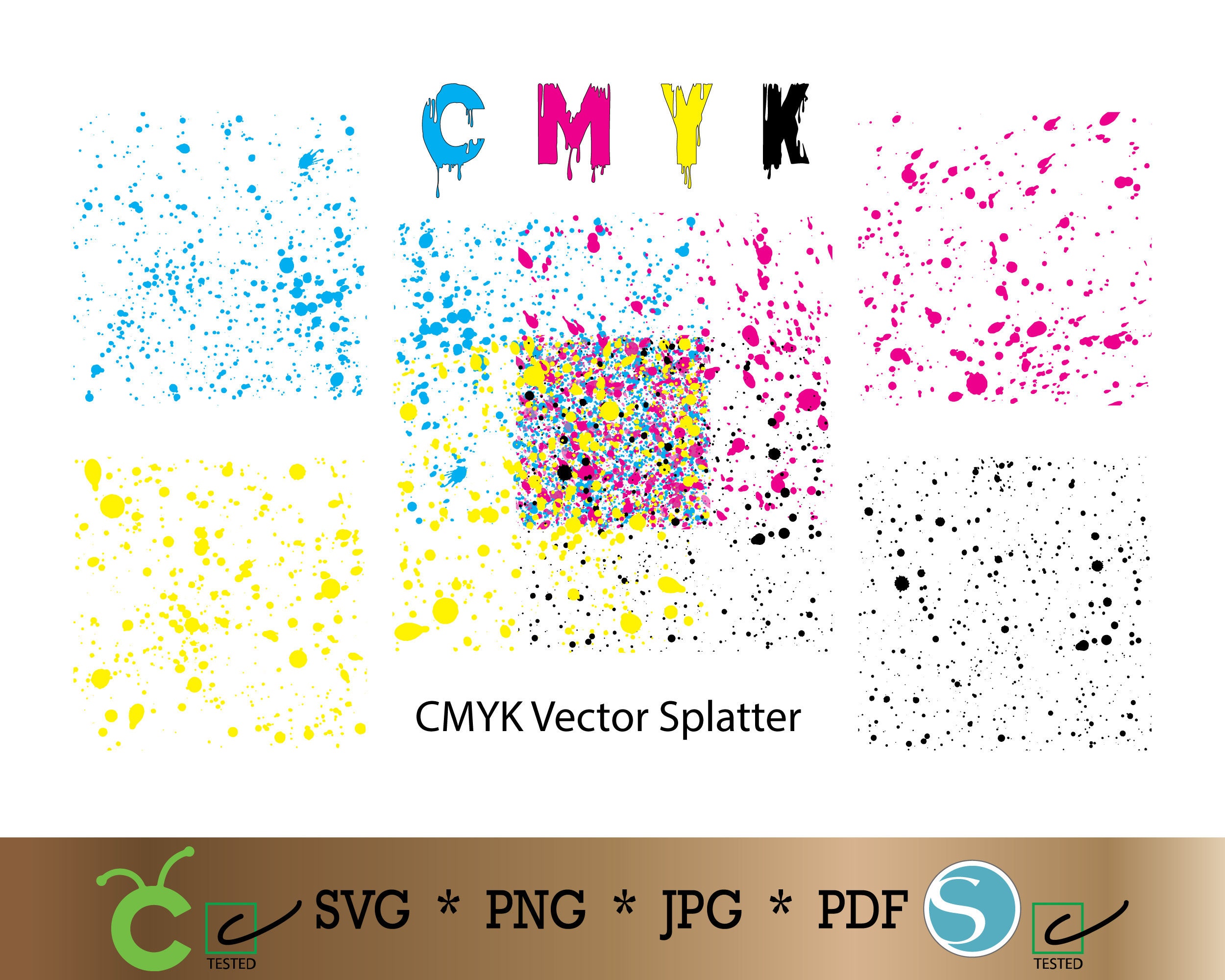 Cmyk Vector Splatter SVG Digital Download Color Background - Etsy