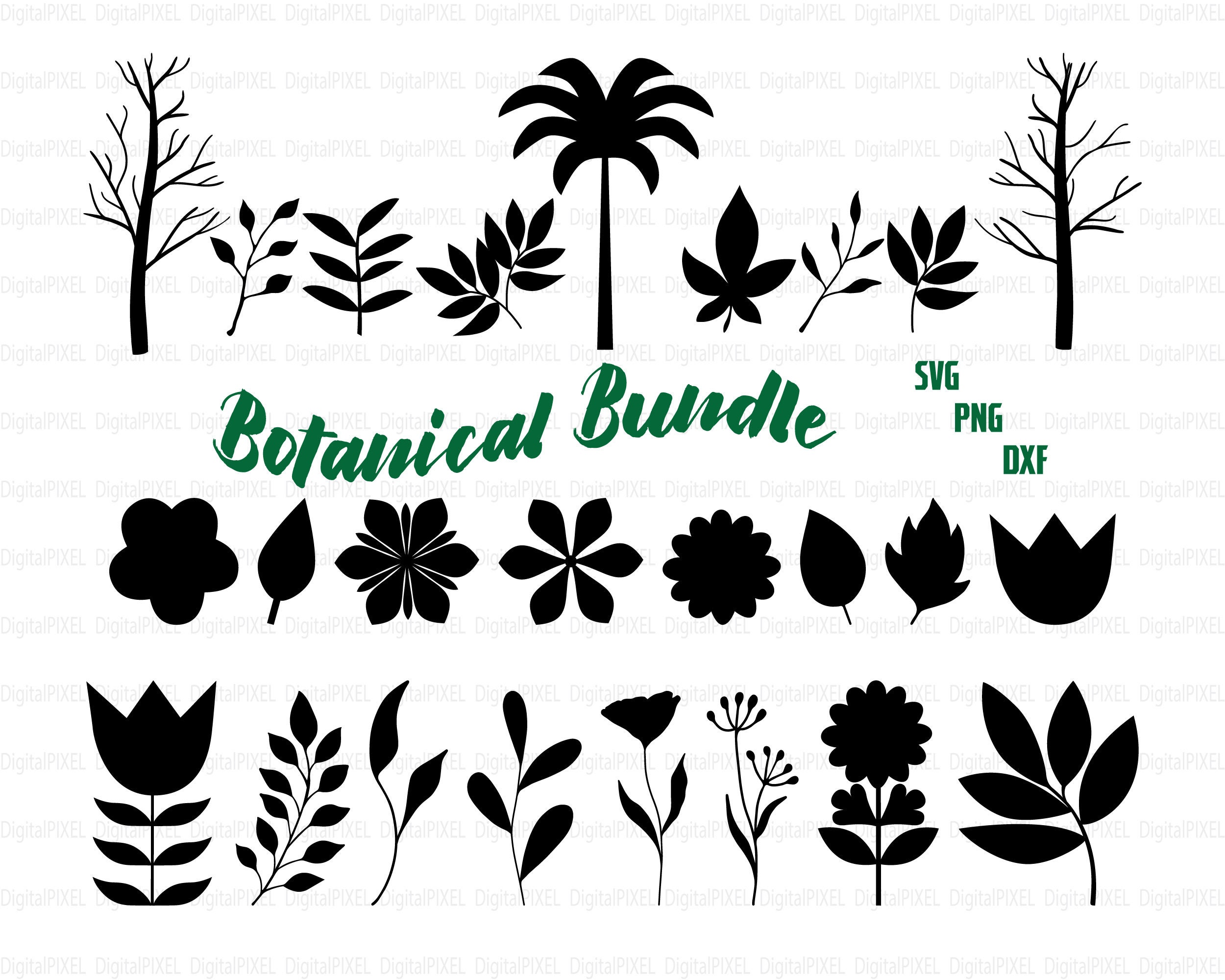 Botanical SVG svg cut file Digital Download Garden svg | Etsy