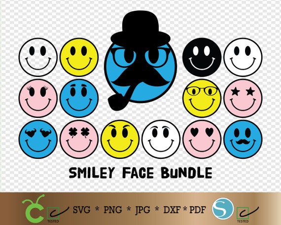 Smiley Face SVG Digital Download Smiley Face Bundle Happy - Etsy